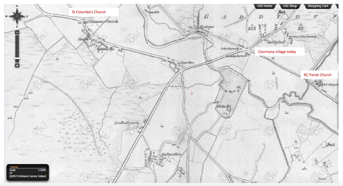 1850-map-of-clonmany | St Columba's Church, Straid, Clonmany, Co. Donegal